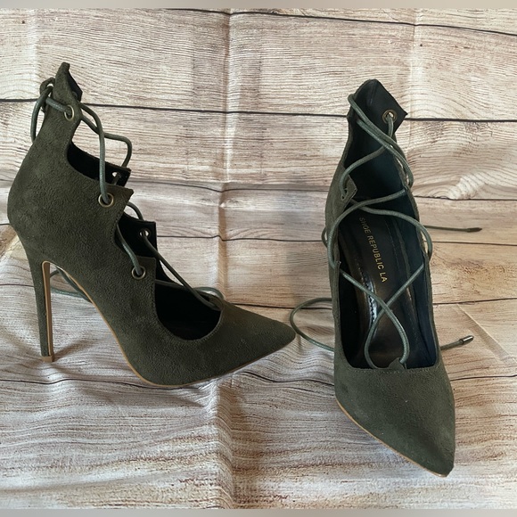 Shoe Republic LA | Shoes | Shoe Republic La Army Green Strap High Heels ...